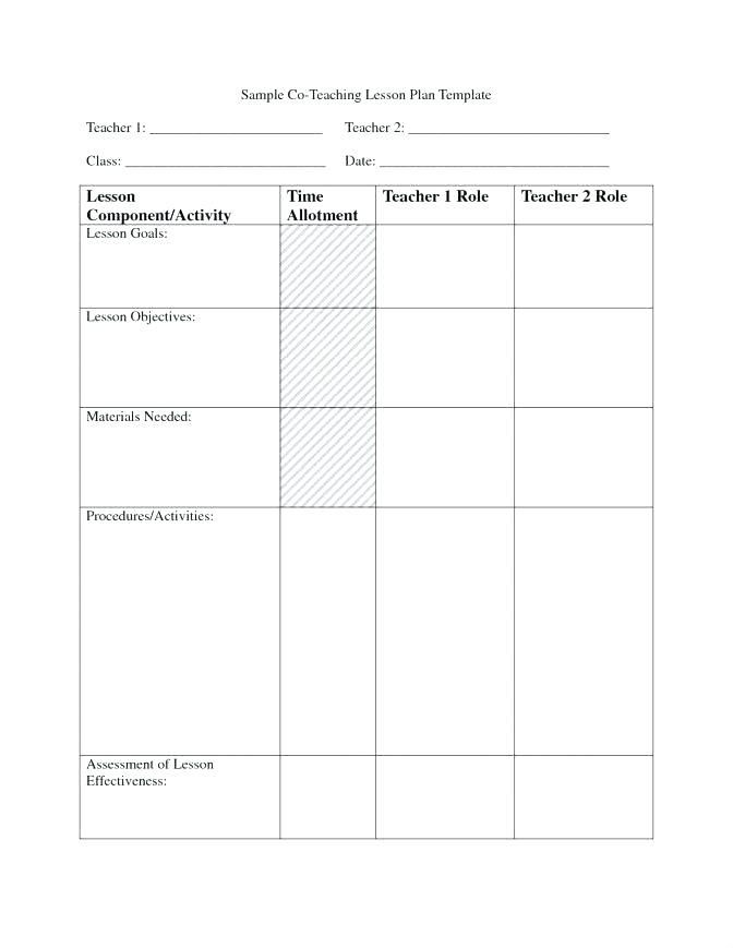 20 Co Teaching Lesson Plan Template