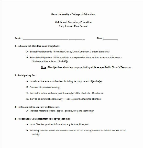 20 College Lesson Plan Template