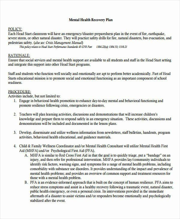 20 Mental Health Crisis Plan Template