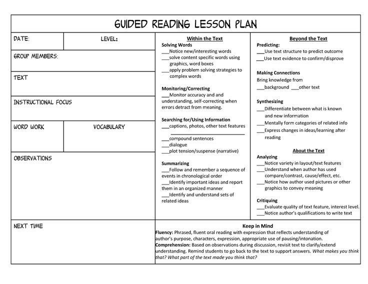 20 Reading Intervention Lesson Plan Template