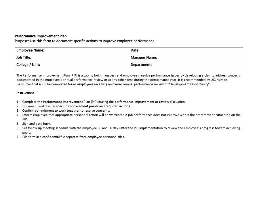 20 Sales Performance Improvement Plan Template