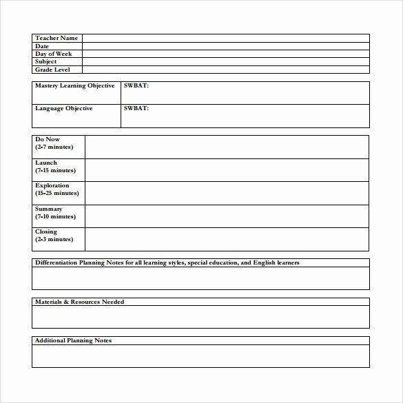 20 Special Education Lesson Plan Template