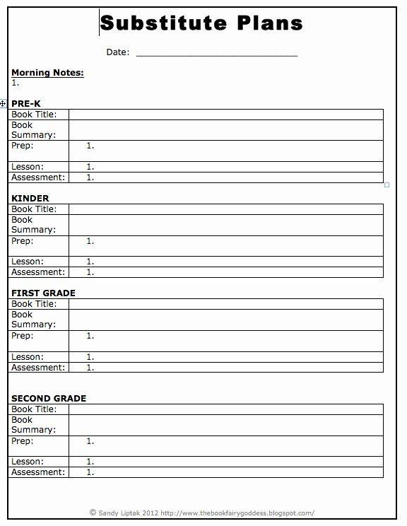 20 Substitute Teacher Lesson Plan Template