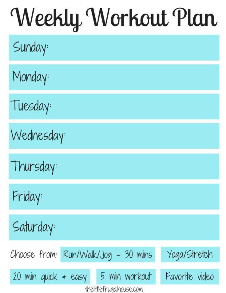 20 Workout Planner Template