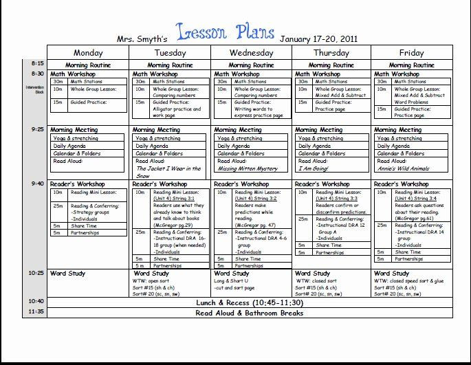 20 Workshop Model Lesson Plan Template