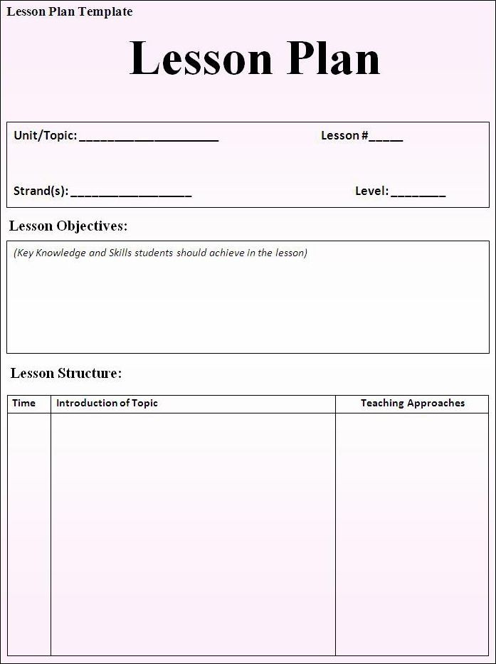 20 Writing Lesson Plan Template
