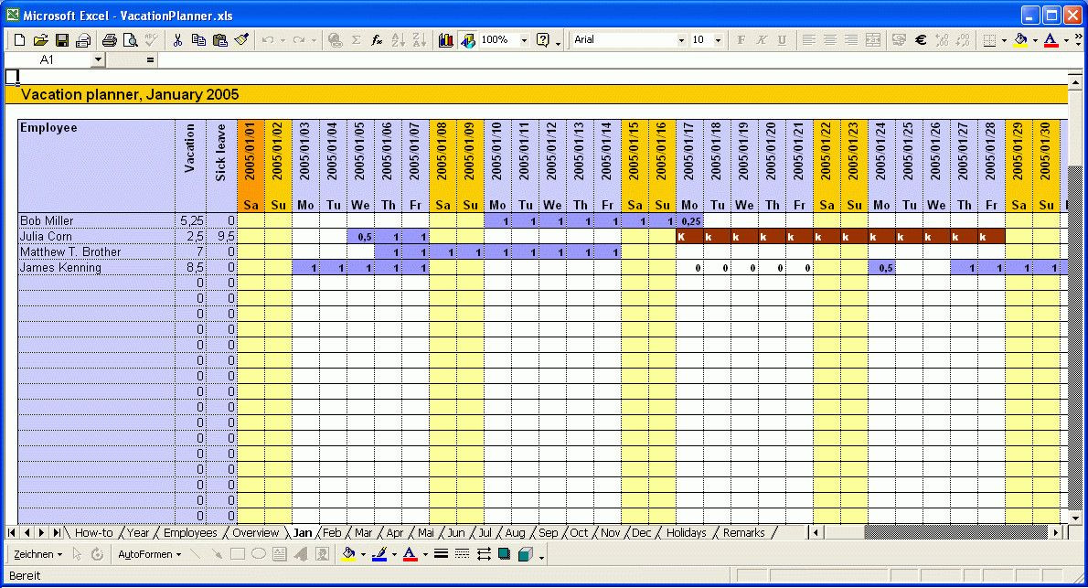 20 Employee Vacation Planner Template Excel 20 Employee Vacation Planner Template Excel