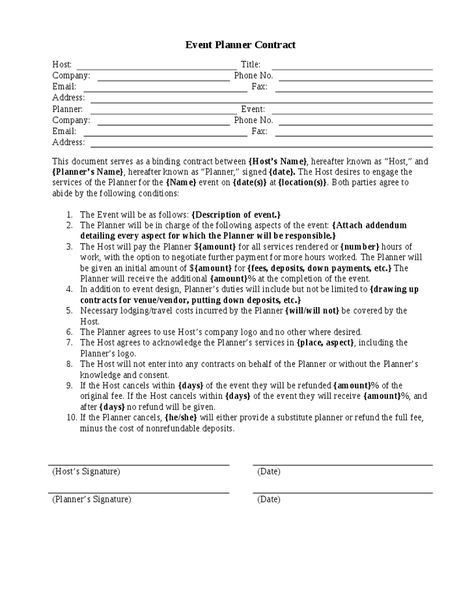 20 Event Planning Contract Template