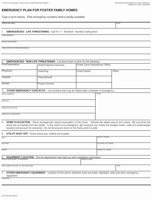 20 Family Disaster Plan Template