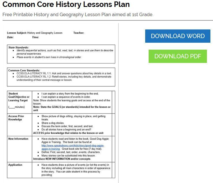 20 History Lesson Plan Template