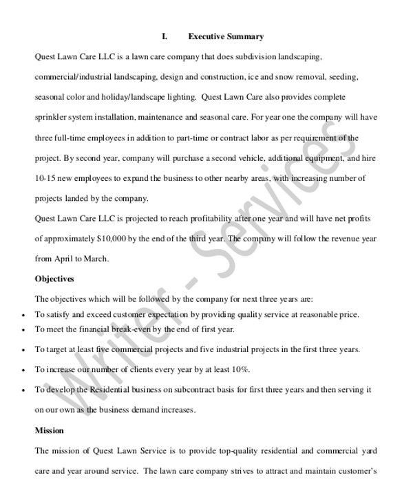 20 Lawn Care Business Plan Template Simple Template Design