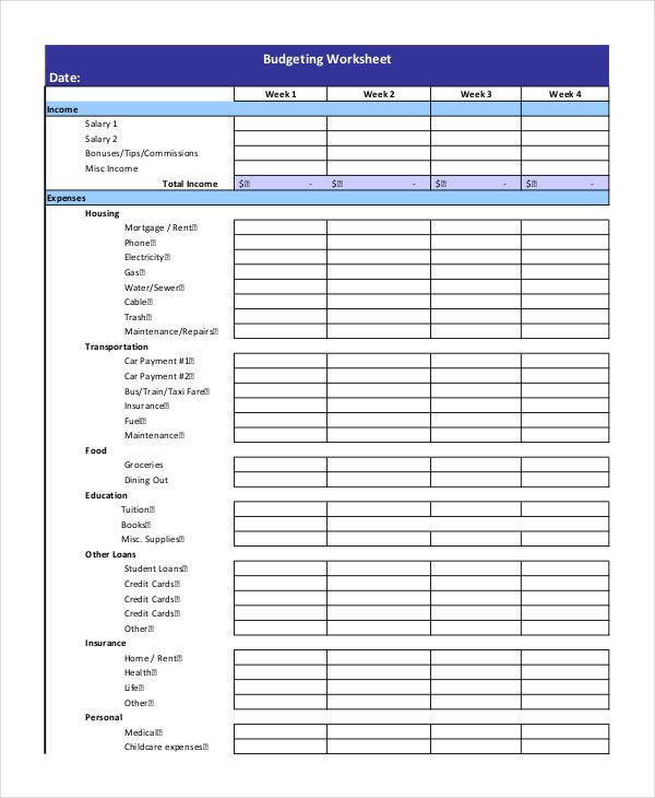 20 Monthly Budget Planner Template Simple Template Design