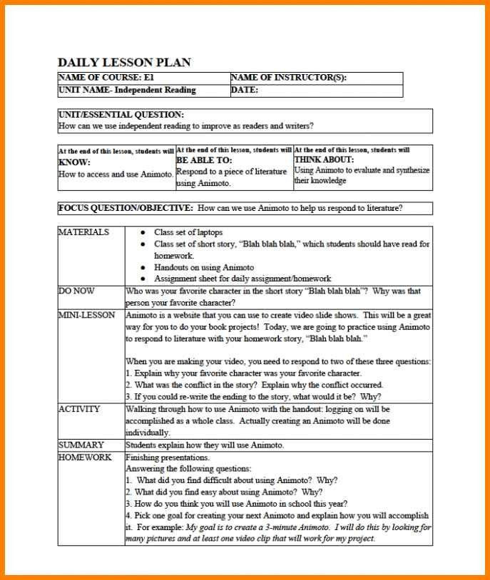 20 Orton Gillingham Lesson Plan Template