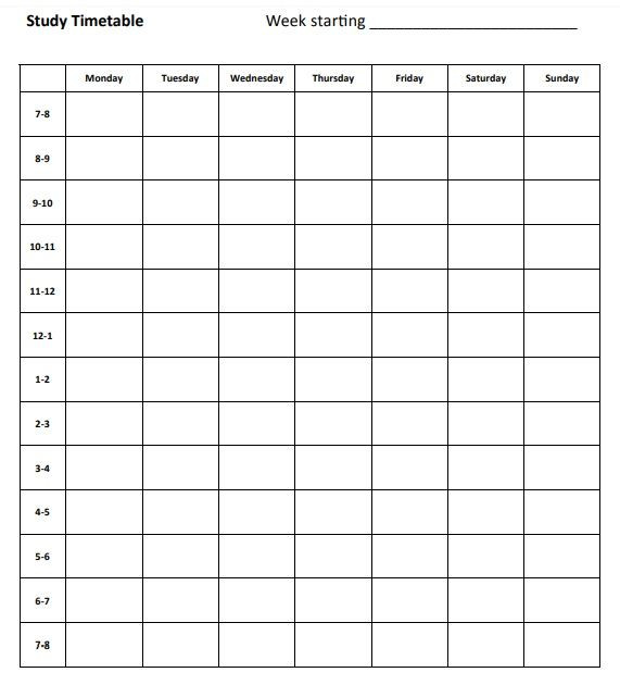 20 Study Plan Template